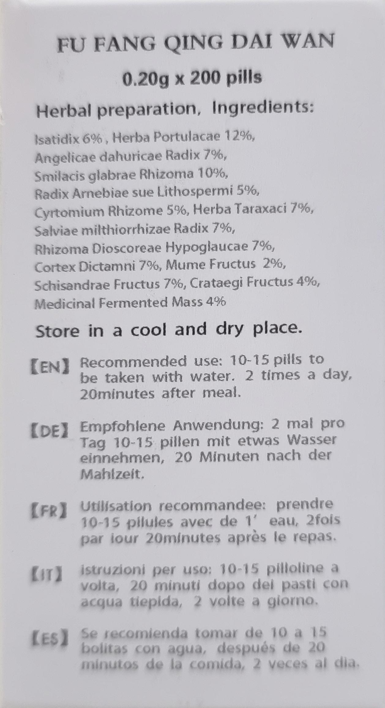 Psoriasis Form (Fu Fang Qing Dai Wan) - CMDC